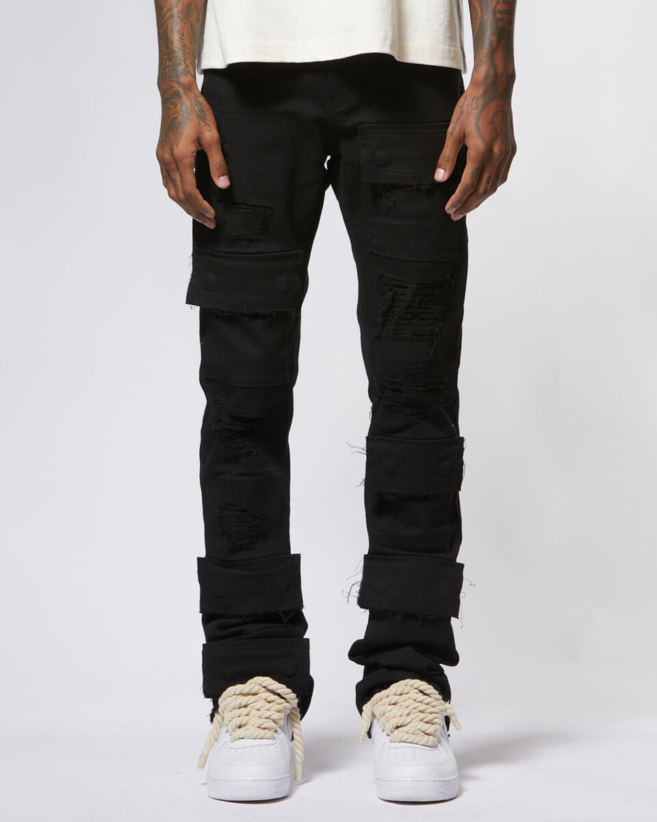 Ajenda Jet Black Stacked Jeans – Prestige Collections